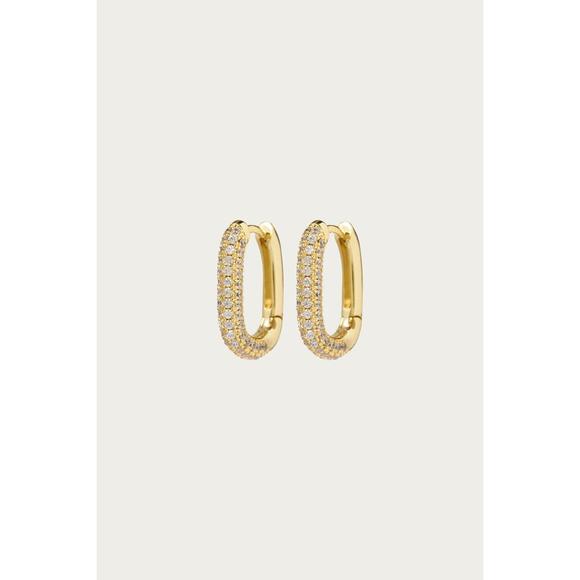 Luv Aj | Jewelry | New Luv Aj Pave Chain Link Huggies In Gold | Poshmark